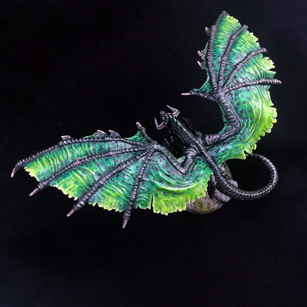Painted Miniature Black Dragon D&D - Frozen Fire Arts